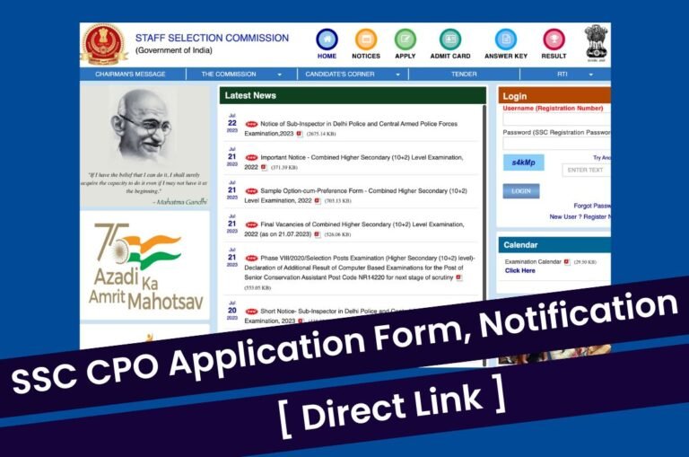 SSC CPO Application Form 2023, Check Notification & Exam Pattern @ ssc ...